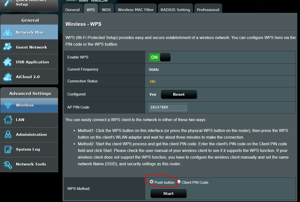 The Xsens Asus as a Wireless Access Point