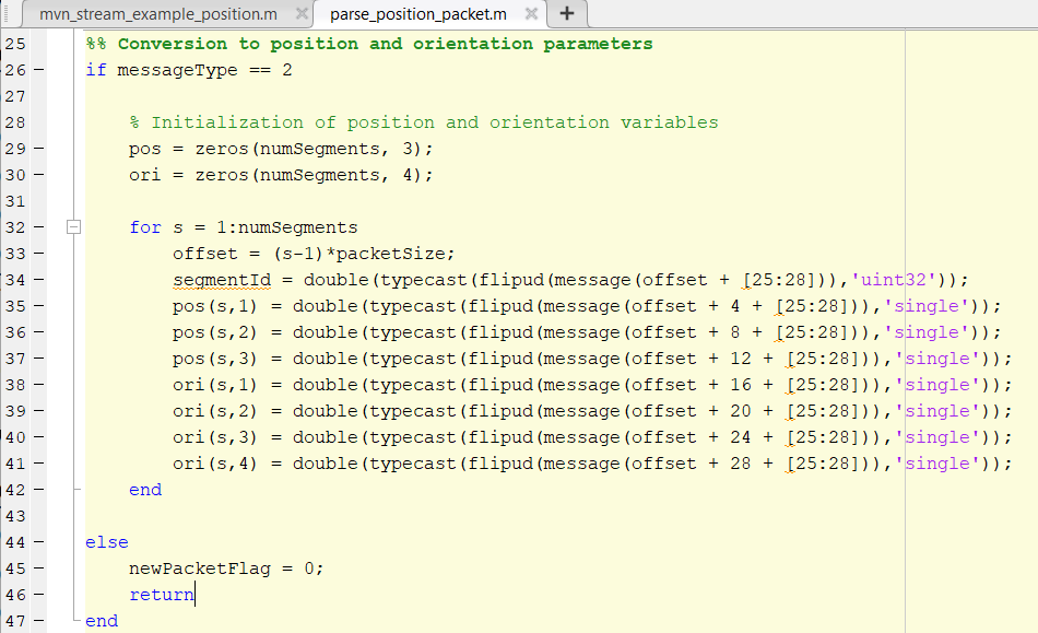 MVN streaming into MATLAB