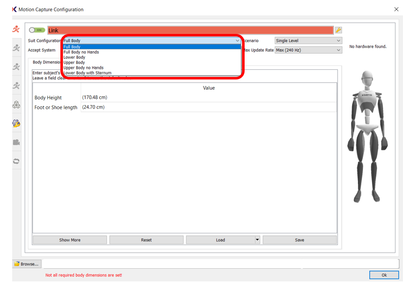MVN Suit Configurations