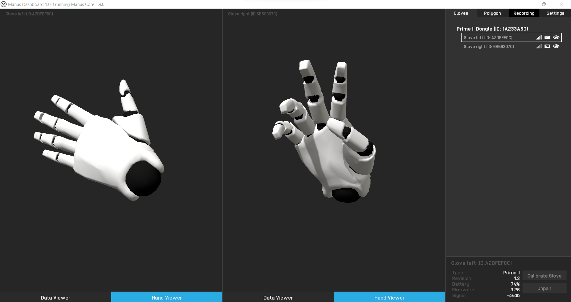 Setting up Manus Prime II & Xsens Gloves by Manus with MV