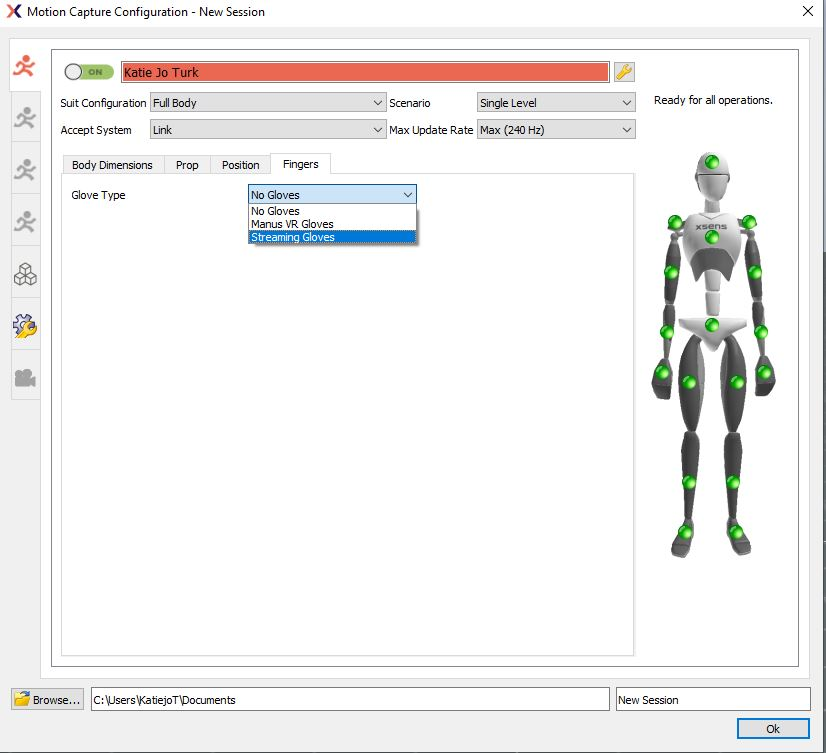 Streaming StretchSense Glove Data into MVN
