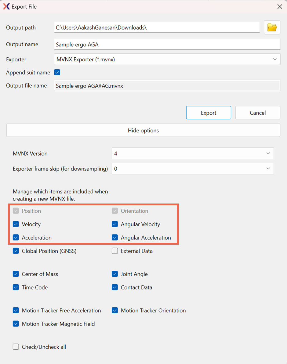 'Importing MVNX files into Visual 3D'