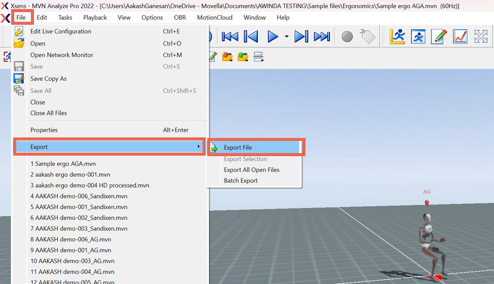 'Importing MVNX files into Visual 3D'