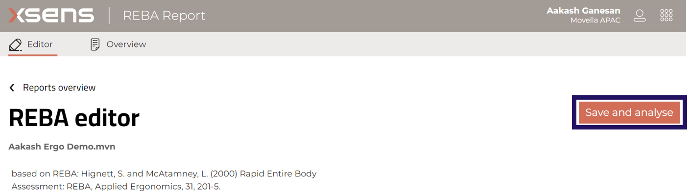 REBA Report - How to generate a report?