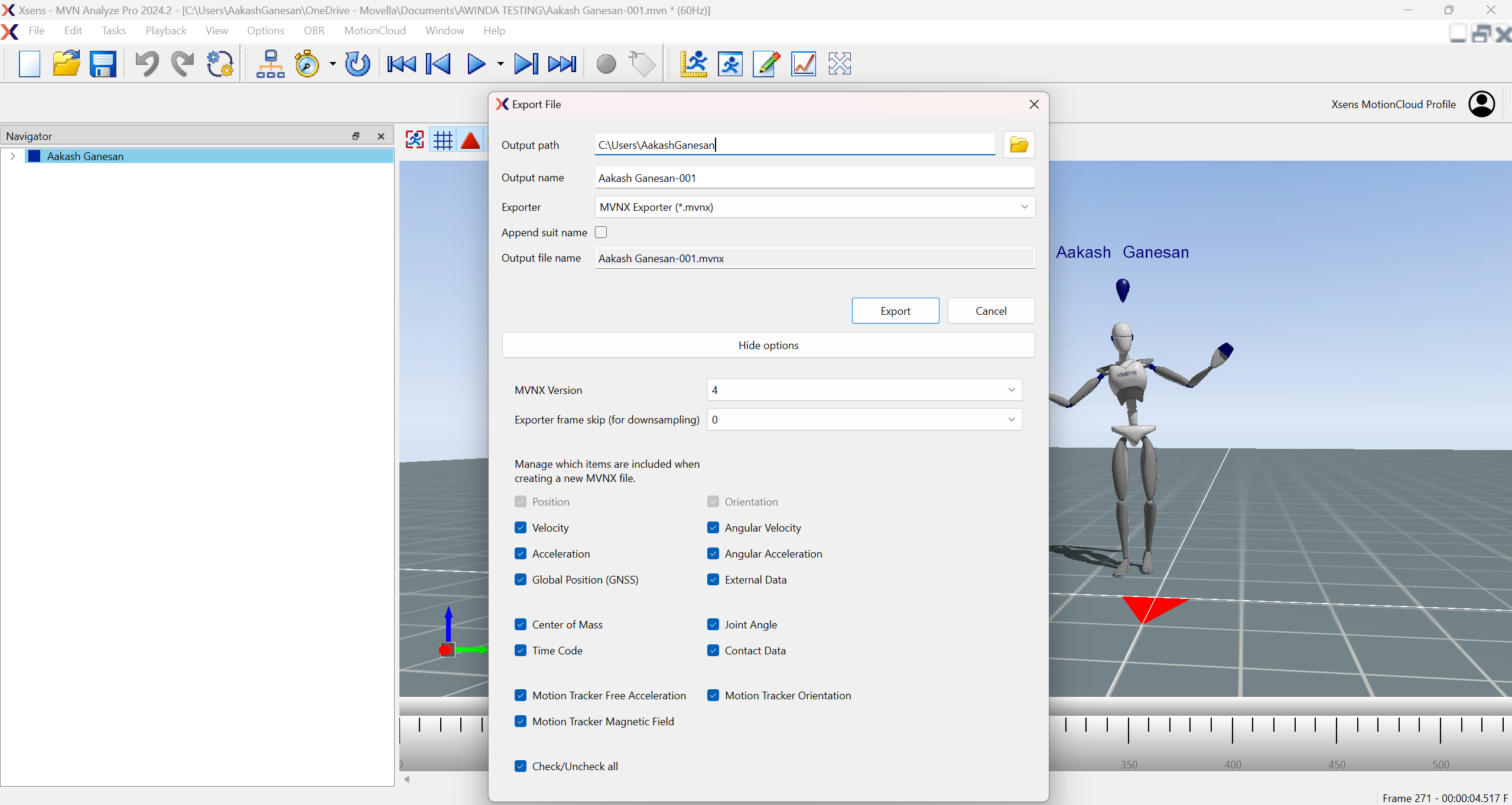 MATLAB script to read MVNX files