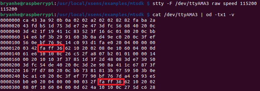 Interfacing MTi devices with the Raspberry Pi