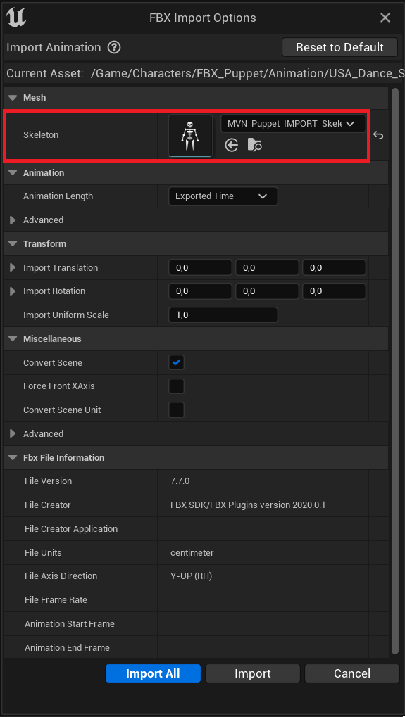 FBX import into Unreal Engine
