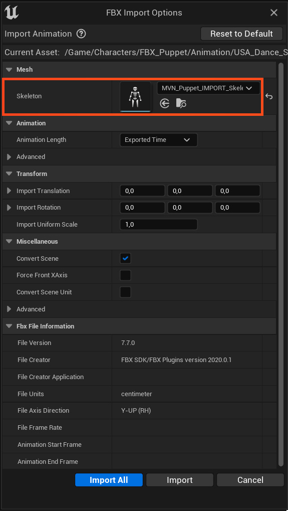 FBX import into Unreal Engine