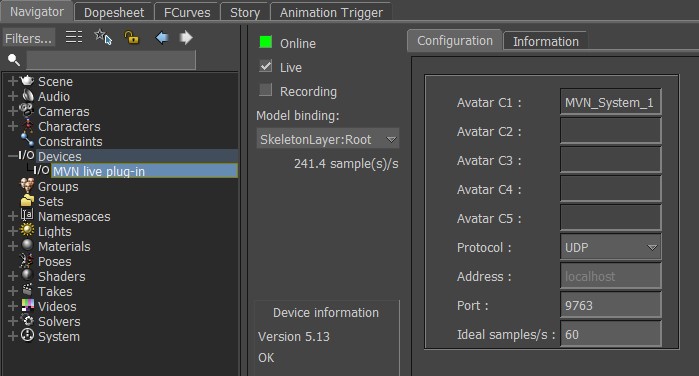 MVN MotionBuilder Live Plugin