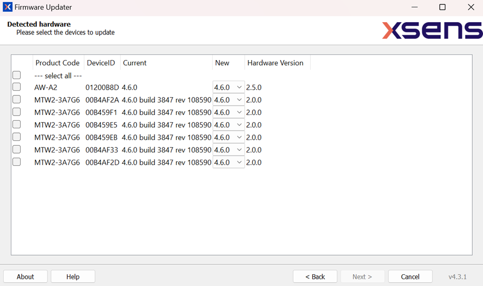 Awinda Firmware Update